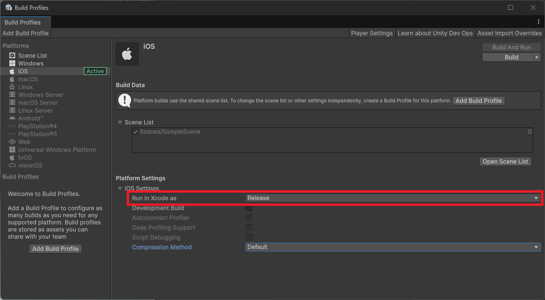 【Unity×iOS】iOSアプリをビルドするためのビルド設定 | Build Profiles(Build Settings)｜Wamutai Tech