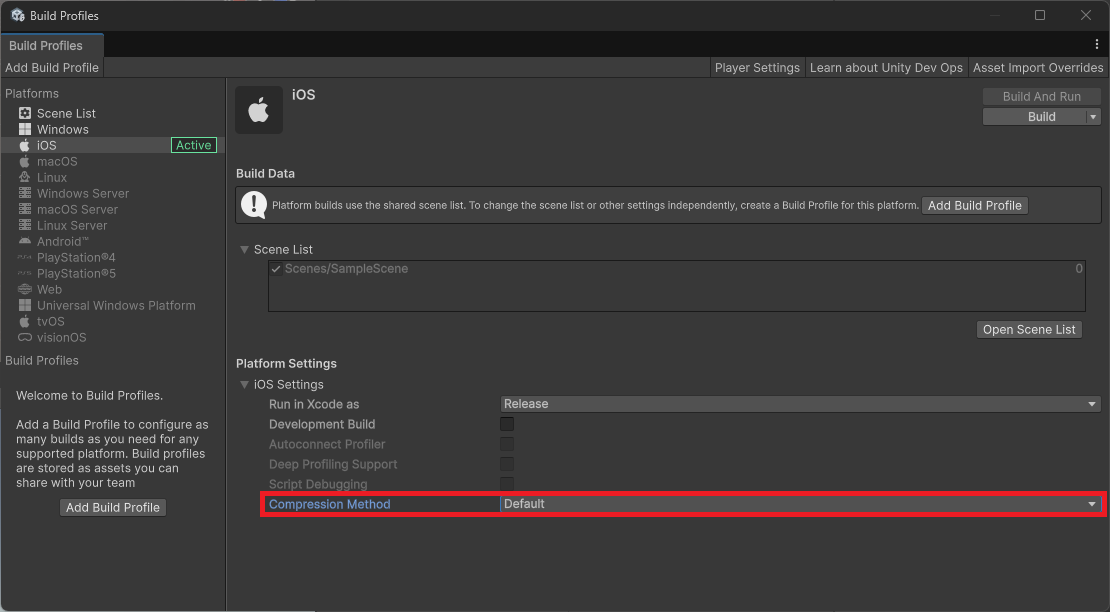 【Unity×iOS】iOSアプリをビルドするためのビルド設定 | Build Profiles(Build Settings)｜Wamutai Tech