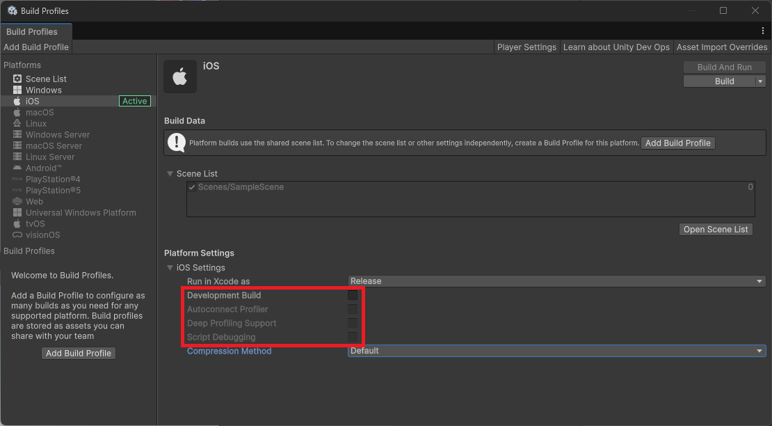 【Unity×iOS】iOSアプリをビルドするためのビルド設定 | Build Profiles(Build Settings)｜Wamutai Tech