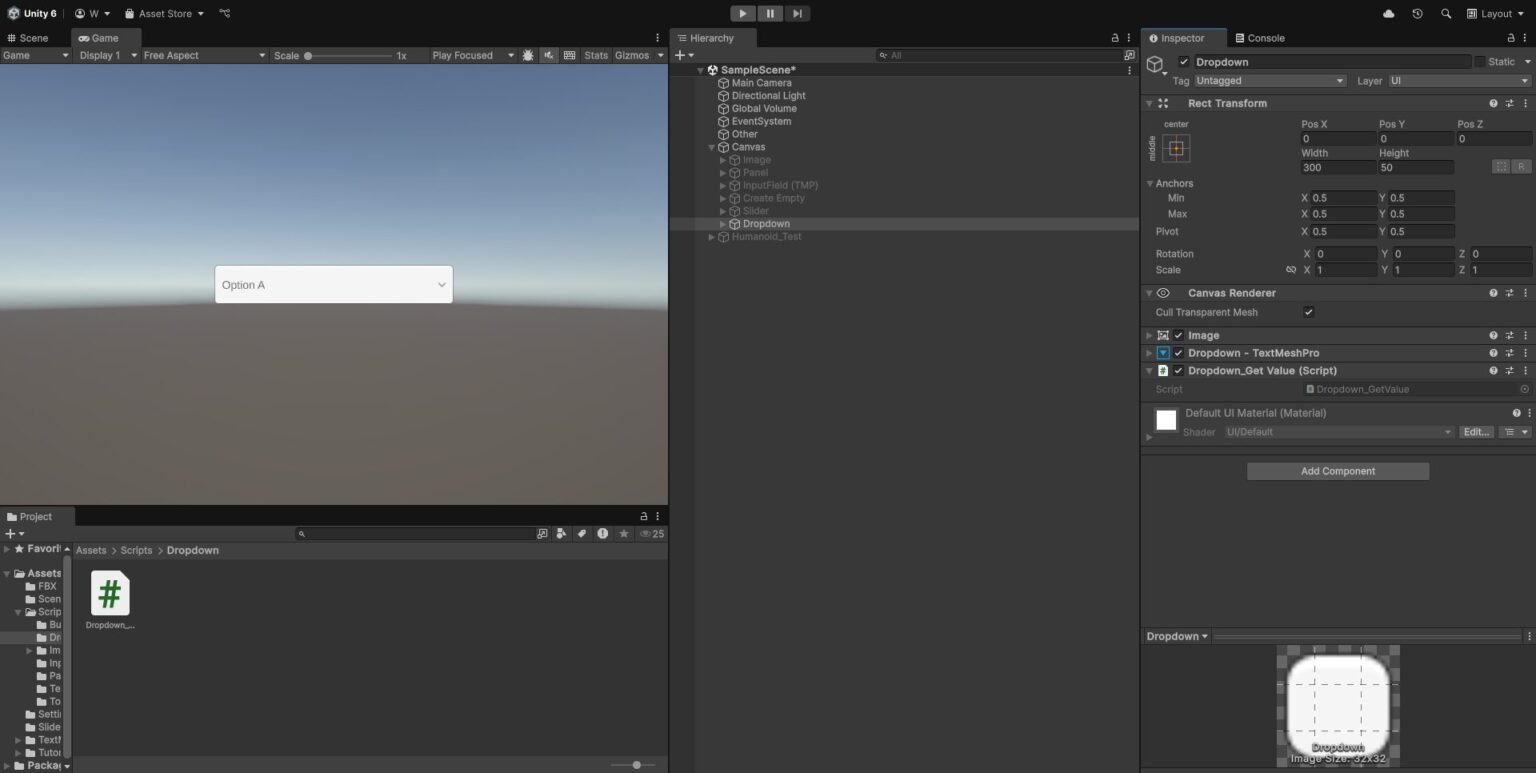 【Unity】TMP_Dropdownの選択番号、選択値をスクリプトで取得する方法｜Wamutai Tech
