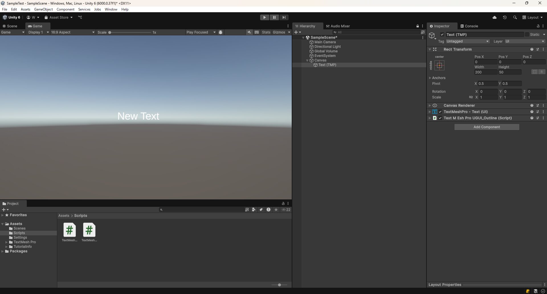 【Unity】TextMeshProUGUIでアウトライン・影をスクリプトでつける方法｜Wamutai Tech
