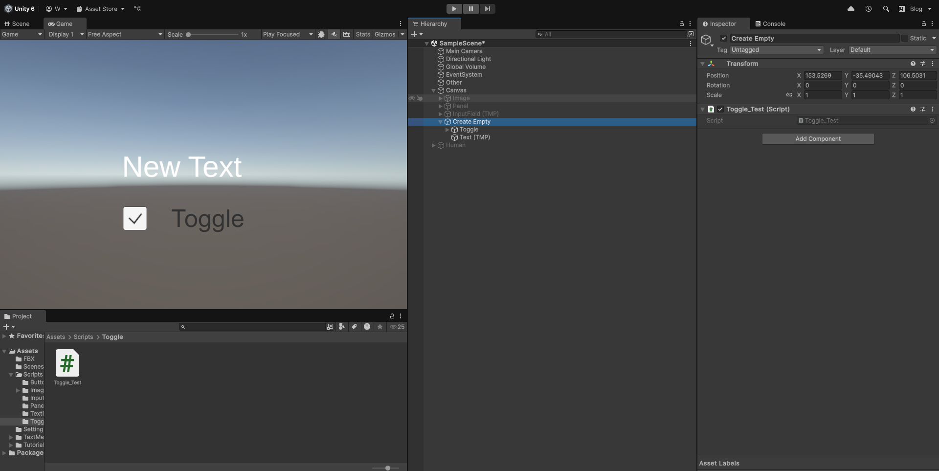 【Unity】Toggleの状態取得(isOn)とonValueChangedイベントの使い方｜Wamutai Tech